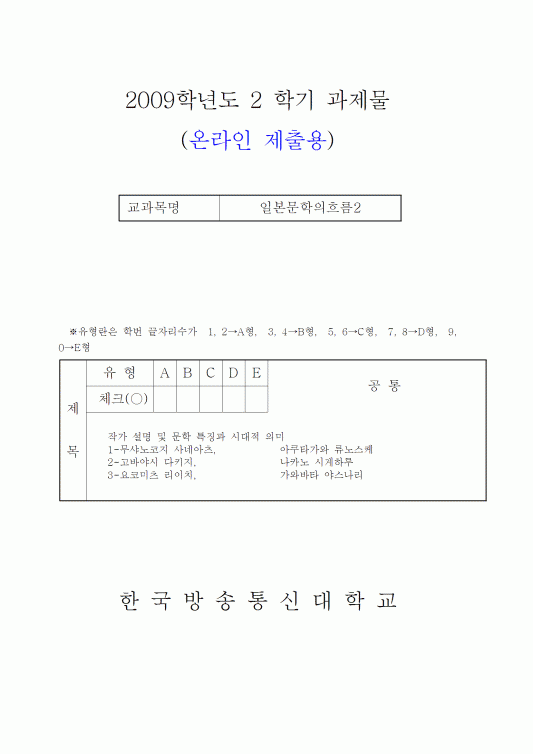 일본문학의흐름2,_작가설명및문학특징과시대적의미_무샤노코지 사네아츠 외