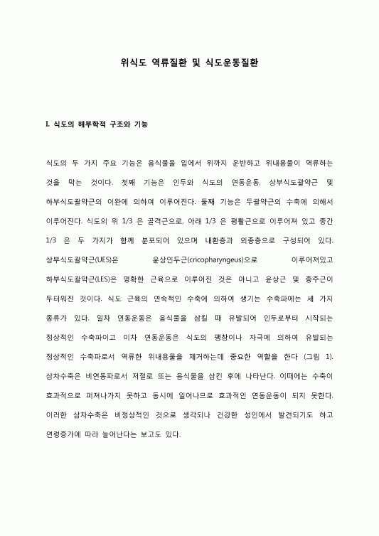 위식도 역류질환 및 식도운동 질환