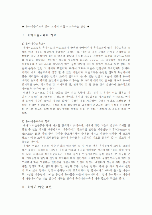 유아미술지도에 있어 교사의 역할과 교수학습 방법