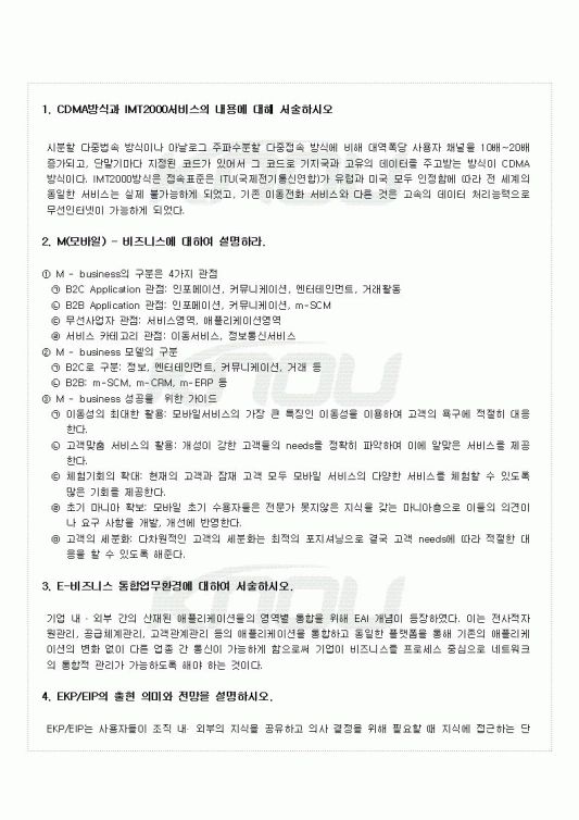 2010년 2학기 E-비즈니스 중간시험 핵심체크