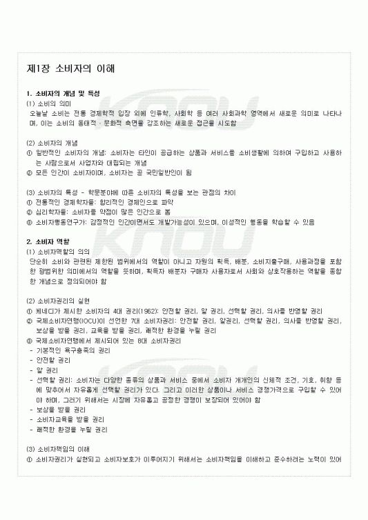 2010년 2학기 소비자보호론 출석대체시험 핵심체크
