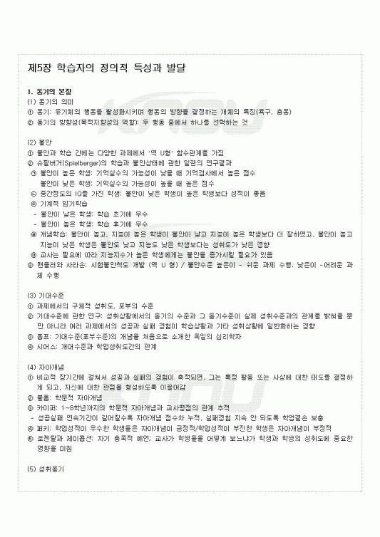 2010년 2학기 교육심리학 출석대체시험 핵심체크