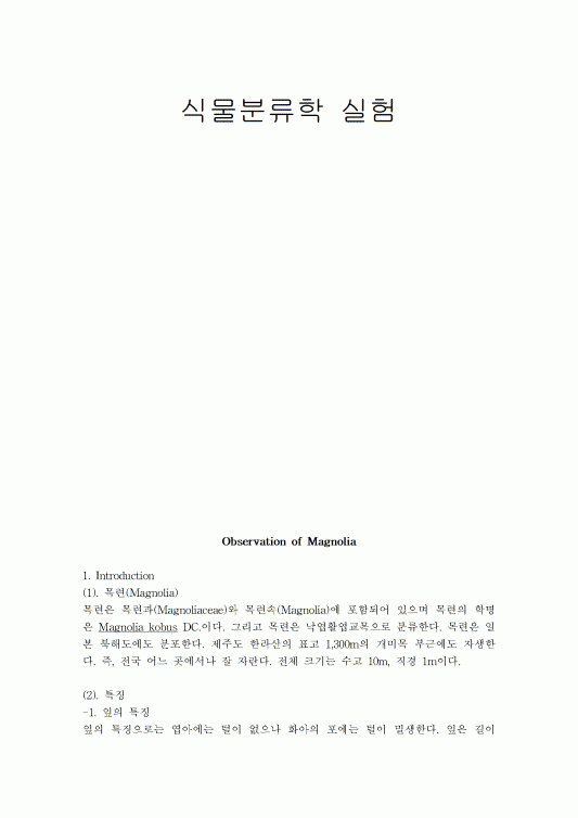식물-Observation of Magnolia