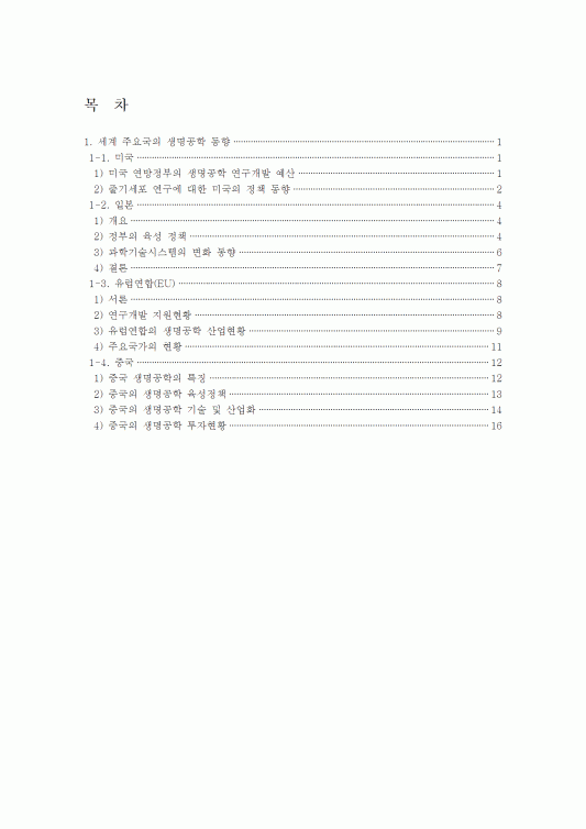 세계 주요국의 생명공학동향