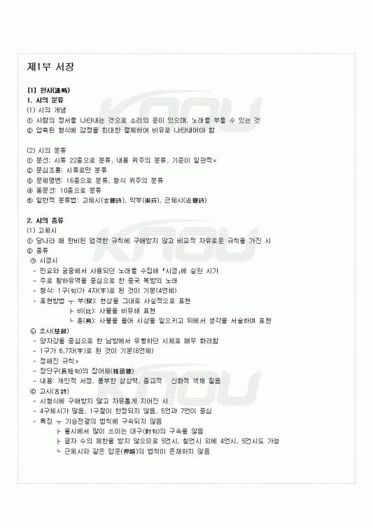 2010년 2학기 한문고전강독 출석대체시험 핵심체크