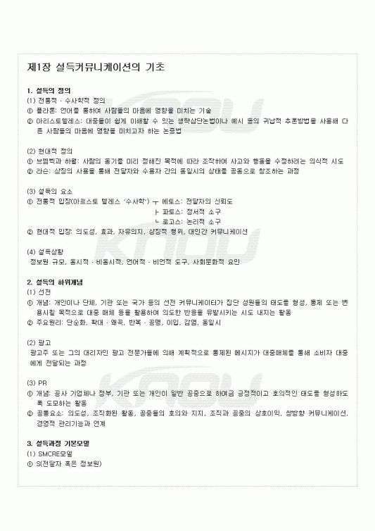 2010년 2학기 설득커뮤니케이션 출석대체시험 핵심체크