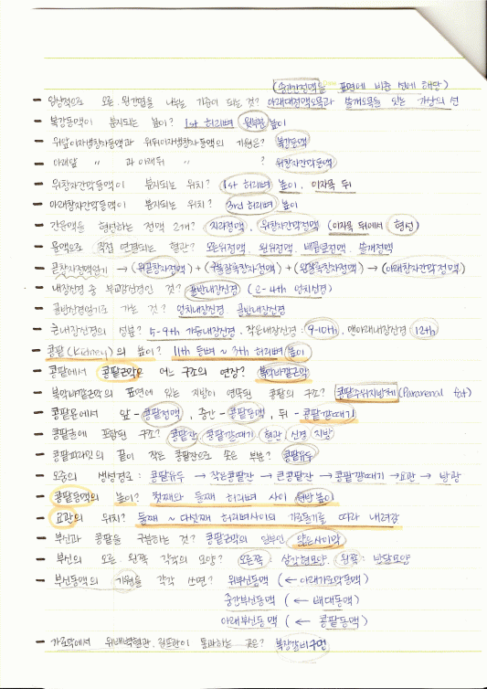 관동대 의학과 해부학 족보 정리.[5차시험]