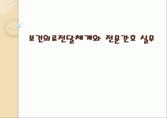 보건의료전달체계와 전문간호 실무