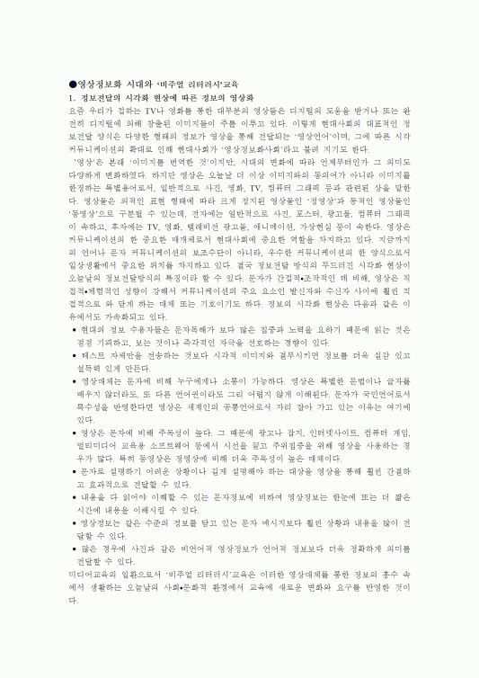 영상정보화 시대와 ‘비주얼 리터러시’교육