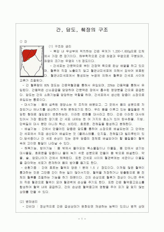간, 담도, 췌장의 구조