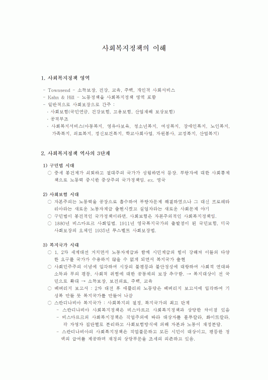 사회복지 정책의 이해