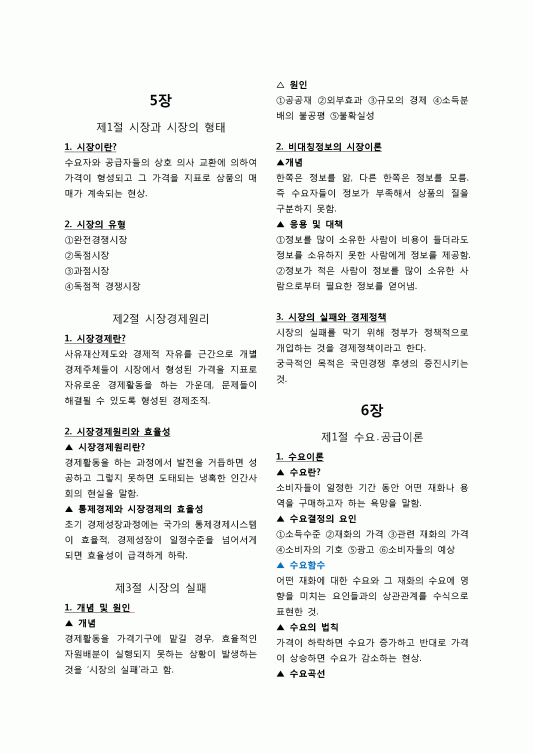 알기쉬운 경제학입문 2010년 기말고사 완벽시험 정리