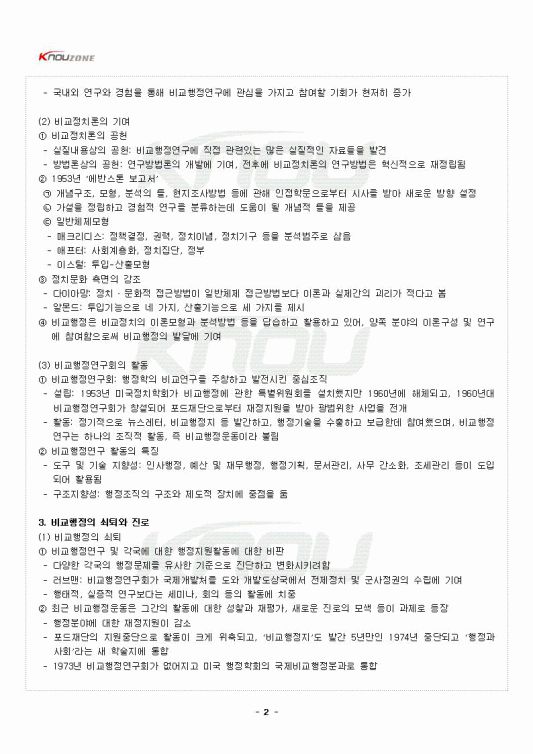 2010년 동계계절시험 비교행정론 시험범위 핵심체크