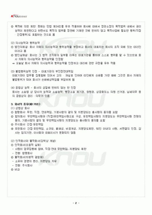 2010년 동계계절시험 상법1 시험범위 핵심체크