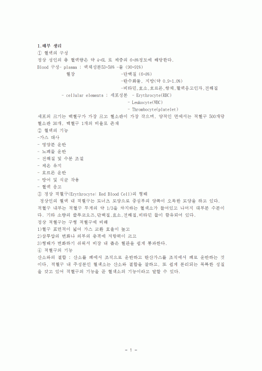 [간호학]빈혈 레포트 자료