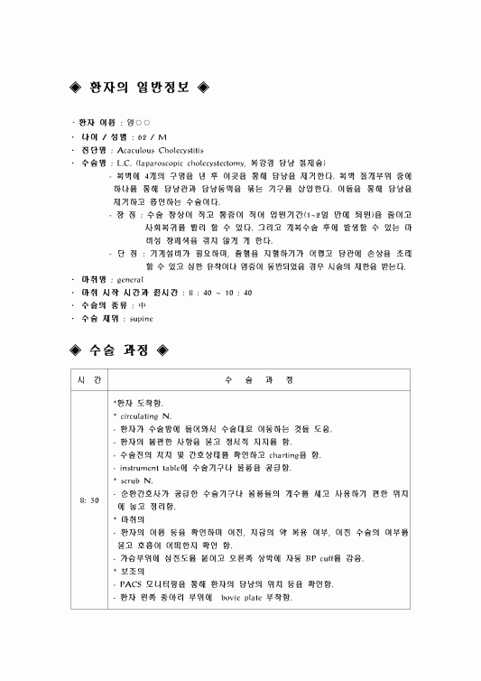 [간호학]수술장case복강경담낭절제술