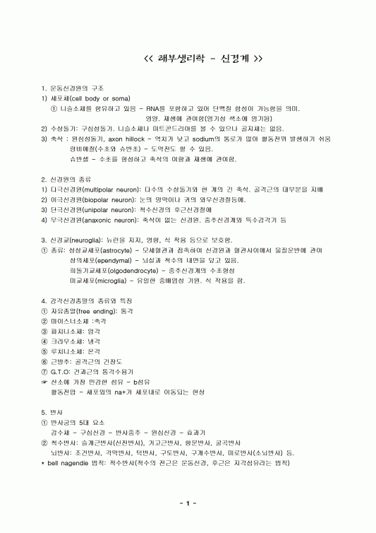 [간호학]해부생리학-신경계