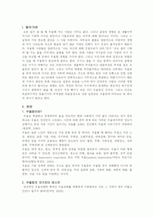[우울증] 우울증의 원인, 증상, 치료방법