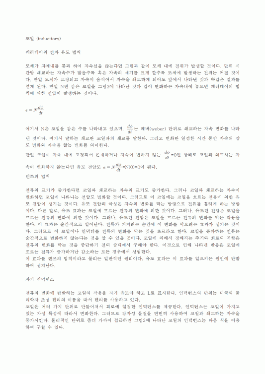 코일 (inductiors) 페러데이의 전자 유도 법칙