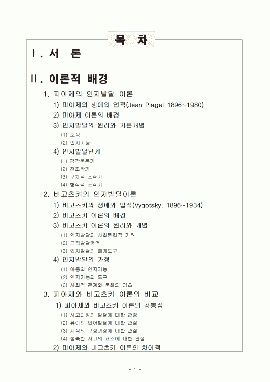 아동발달완성) 피아제와 비고츠키의 인지발달이론의 비교논의