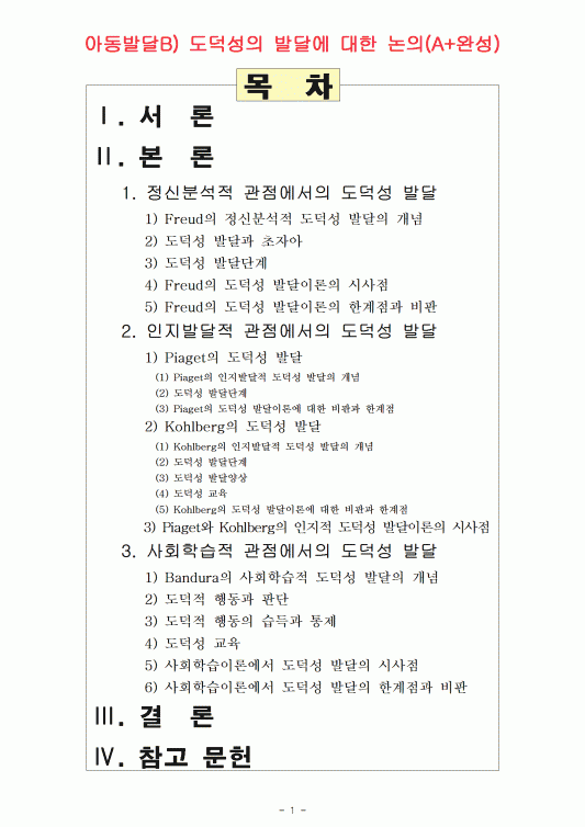 아동발달B) 도덕성의 발달에 대한 논의(완성)