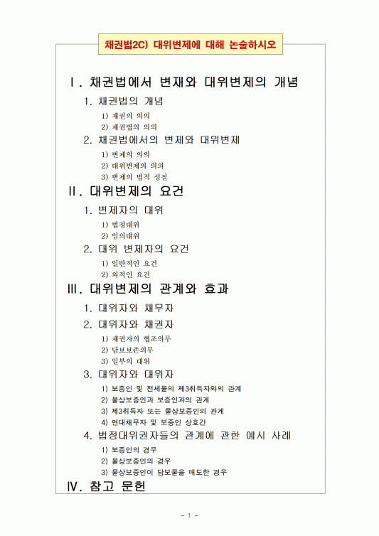 채권법2C) 대위변제에 대해 논술하시오