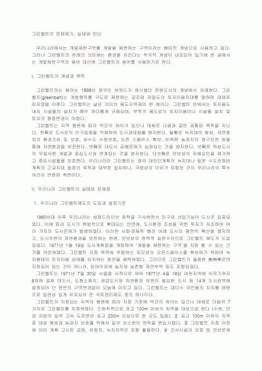 그린벨트의 문제제기, 실태와 진단