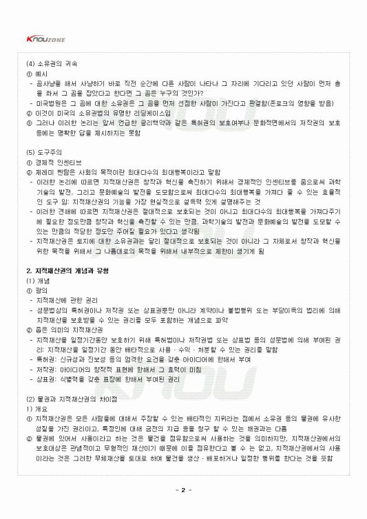 2011년 1학기 지적재산권법 중간시험 핵심체크