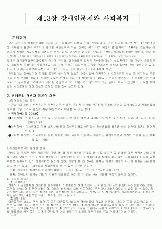장애인문제 사회복지