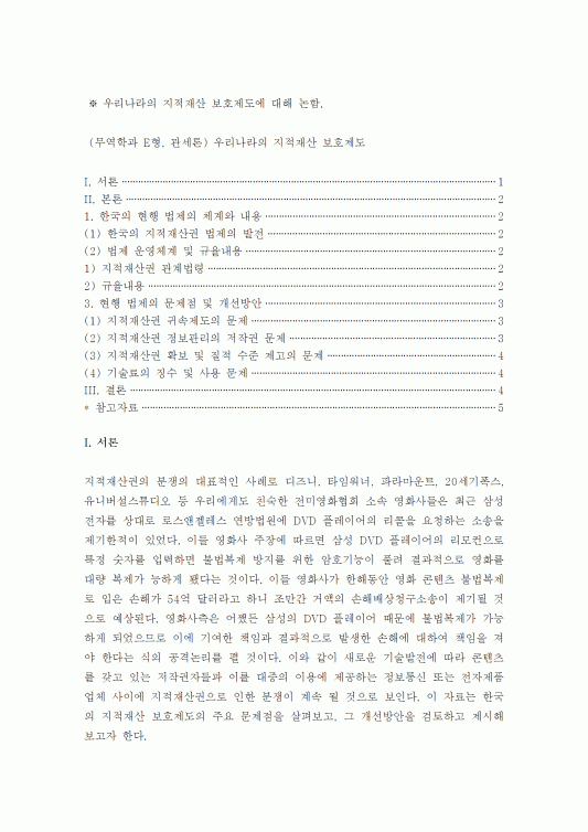 (무역학과 E형, 관세론) 우리나라의 지적재산 보호제도에 대해 논함.