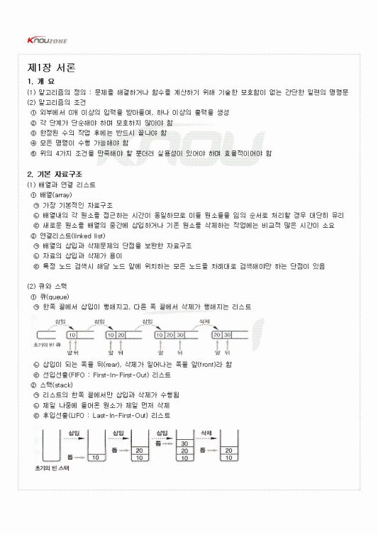 2011년 1학기 알고리즘 출석대체시험 핵심체크