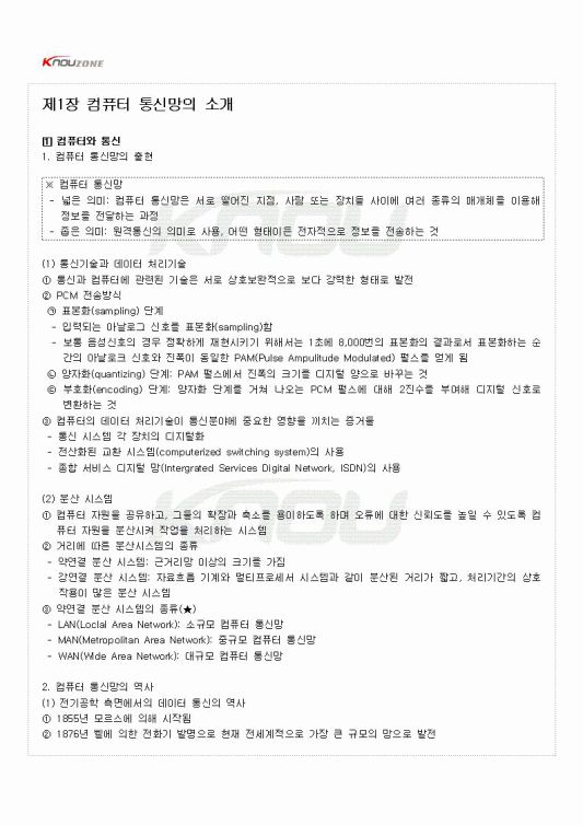 2011년 1학기 정보통신망 출석대체시험 핵심체크