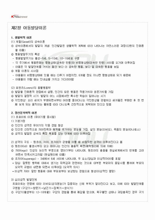 2011년 1학기 아동발달 출석대체시험 핵심체크