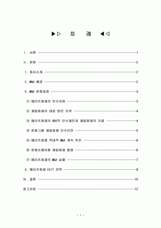 메리츠 화재의 M&A 실패사례