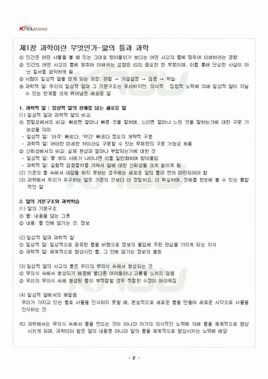 2011년 하계계절시험 인간과과학 시험범위 핵심체크