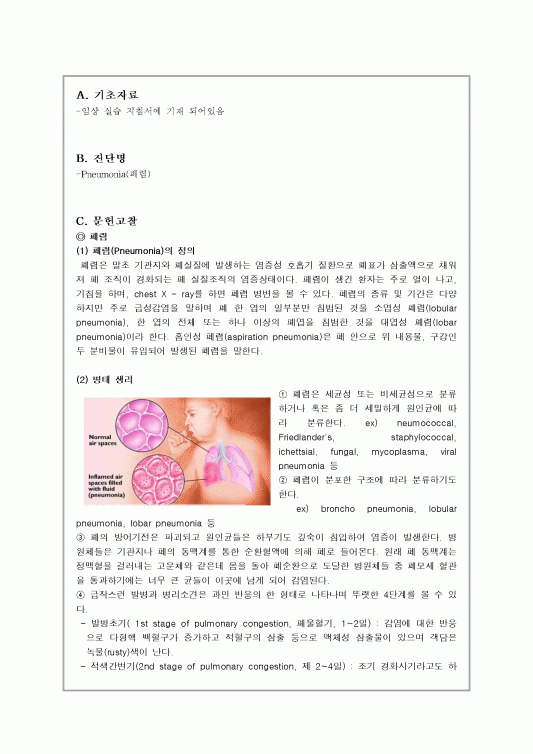 아동간호학 아동실습 케이스- 폐렴