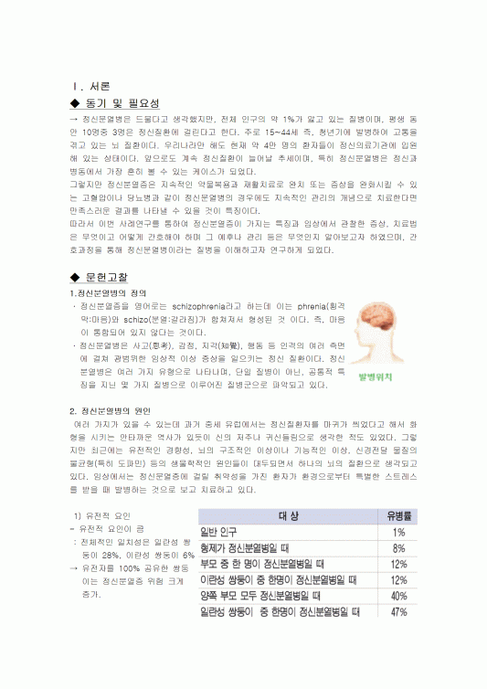 정신간호학 - 정신분열병 케이스 스터디