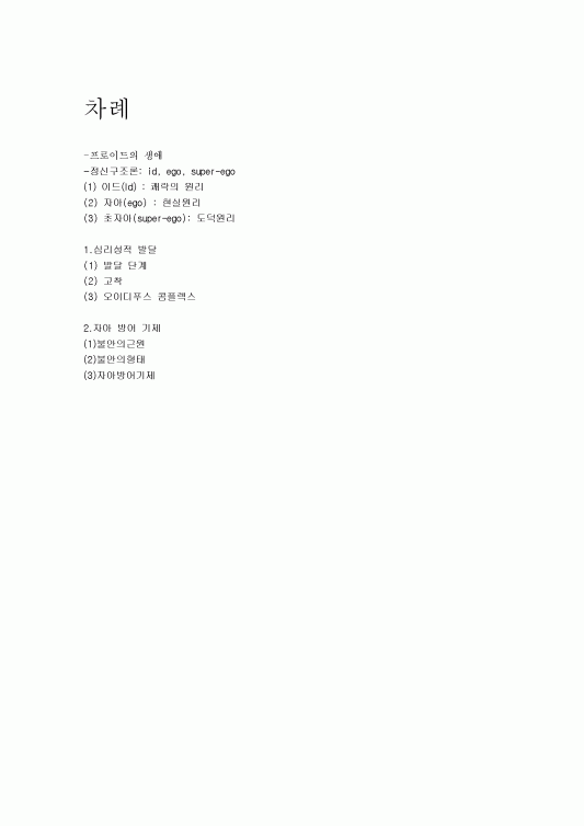 프로이트의 정신분석이론에 대하여 논하시오.