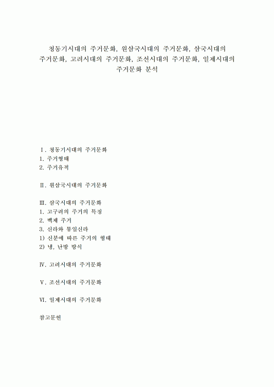 [주거문화][청동기시대][원삼국시대][삼국시대][고려시대][조선시대][일제시대]청동기시대의 주거문화, 원삼국시대의 주거문화, 삼국시대의 주거문화, 고려시대의 주거문화, 조선시대 주거문화, 일제시대 주거문화