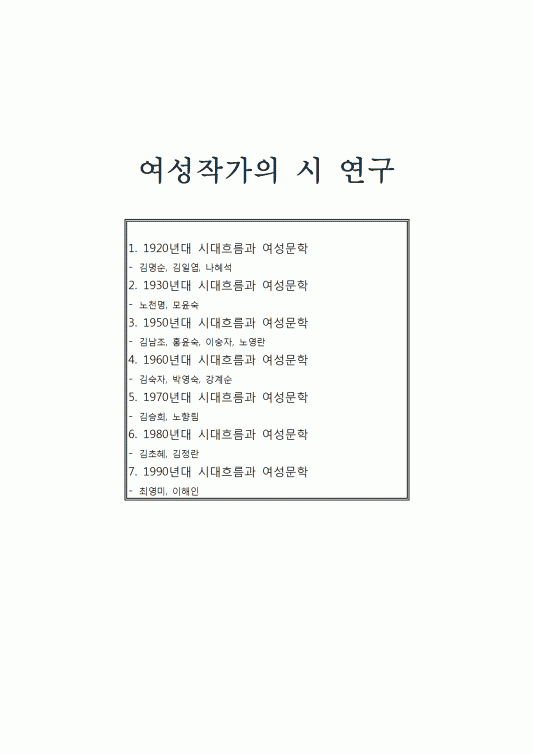 여성작가의 시 연구