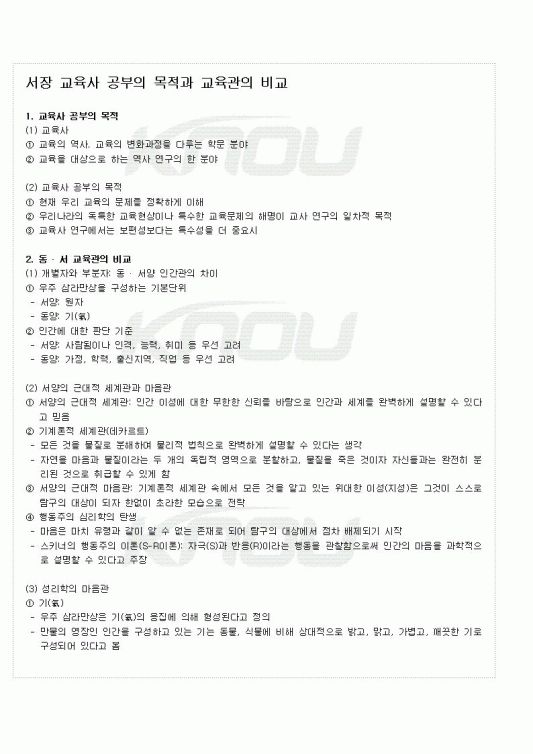 2011년 2학기 교육사 출석대체시험 핵심체크