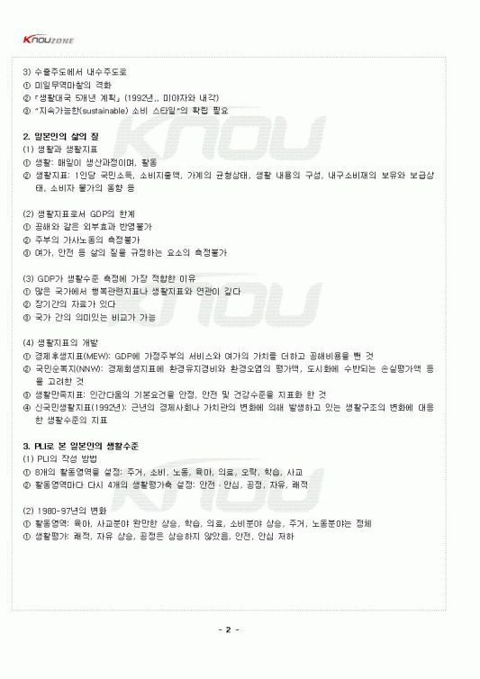 2011년 2학기 일본인의경제생활 출석대체시험 핵심체크
