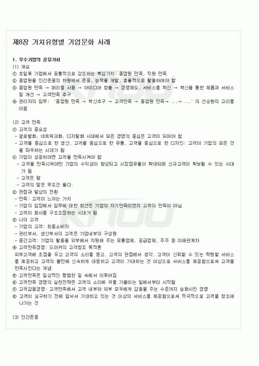 2011년 2학기 경영학특강 출석대체시험 핵심체크
