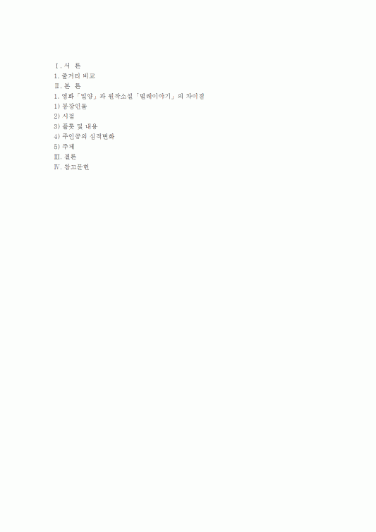 (현대소설론)이청준의 단편소설 벌레이야기와 이창동 감독의 영화 밀양 비교 분석