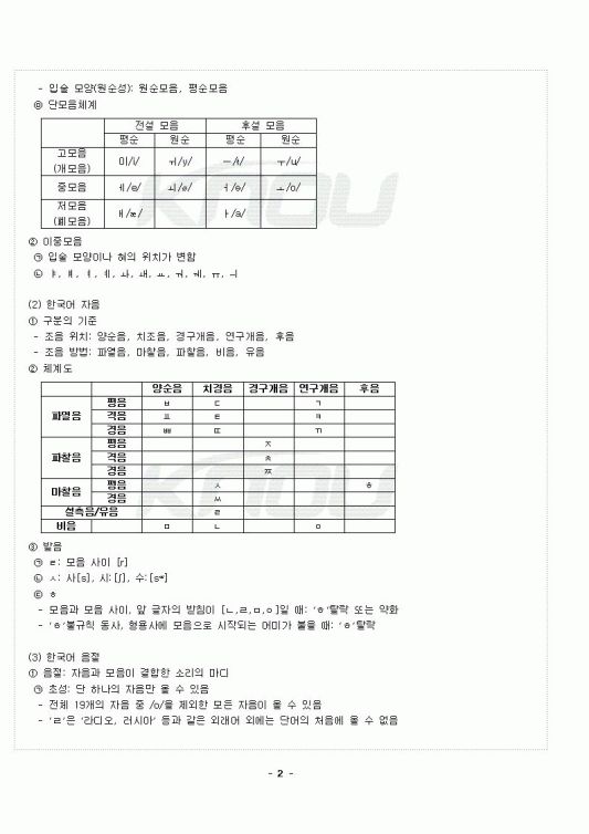 2011년 2학기 한국어교육론 출석대체시험 핵심체크