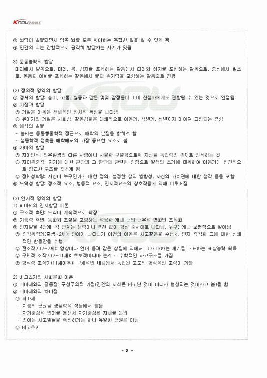 2011년 동계계절시험 생애발달과 교육 시험범위 핵심체크