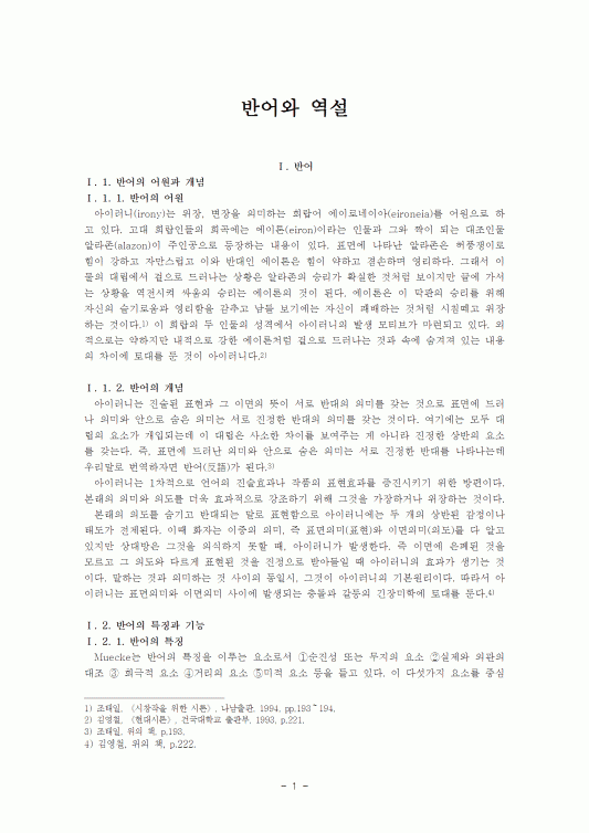 반어와 역설 레포트 자료