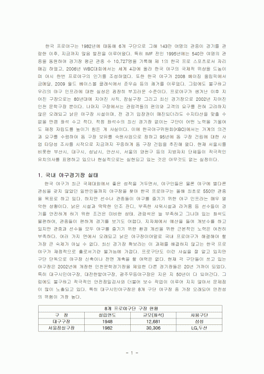 야구장 돔 활용방안
