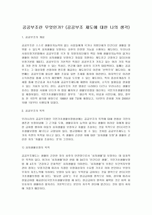 공공부조란 무엇인가? (공공부조 제도에 대한 나의 생각)