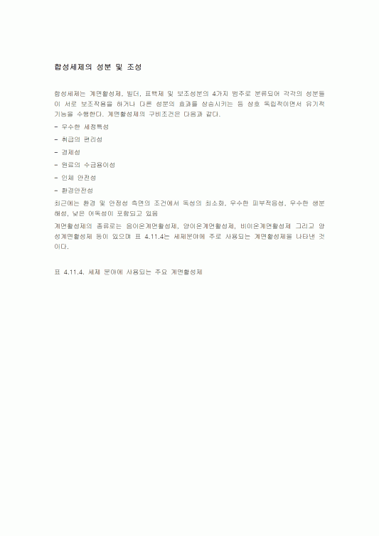 계면활성제의 종류와 특징 및 합성세제의 성분 및 조성